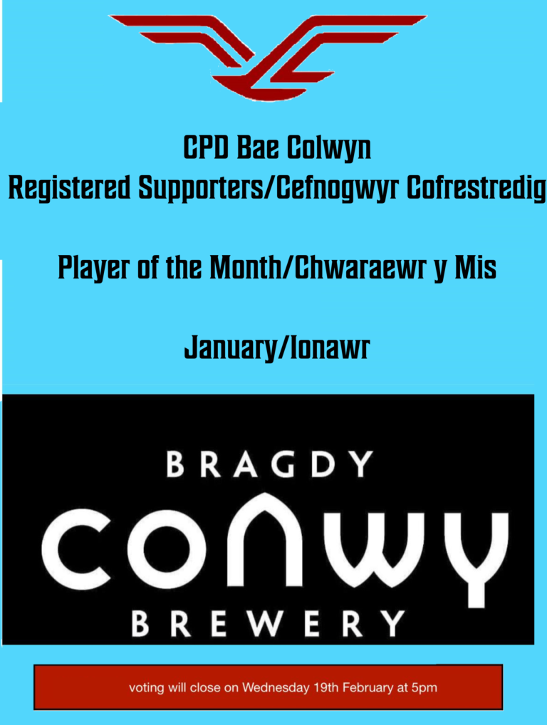 Conwy Brewery Player of the Month - Colwyn Bay FC / CPD Bae Colwyn